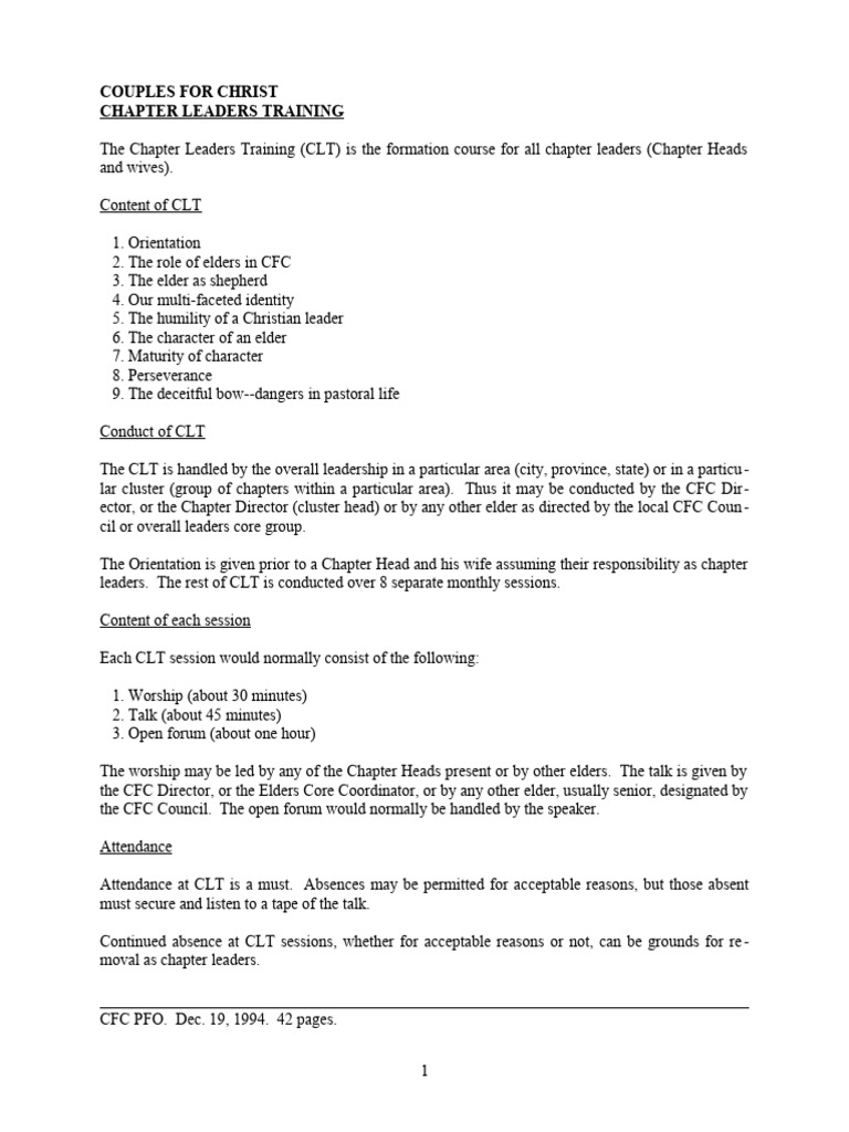 Chapter Leader's Training | PDF | Elder (Christianity) | Jesus