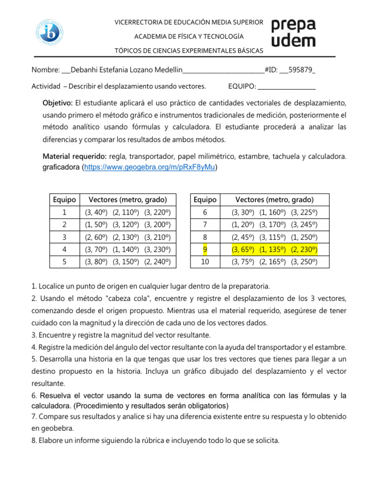 Desplazamiento con Vectores en Física | PDF | Vector Euclidiano