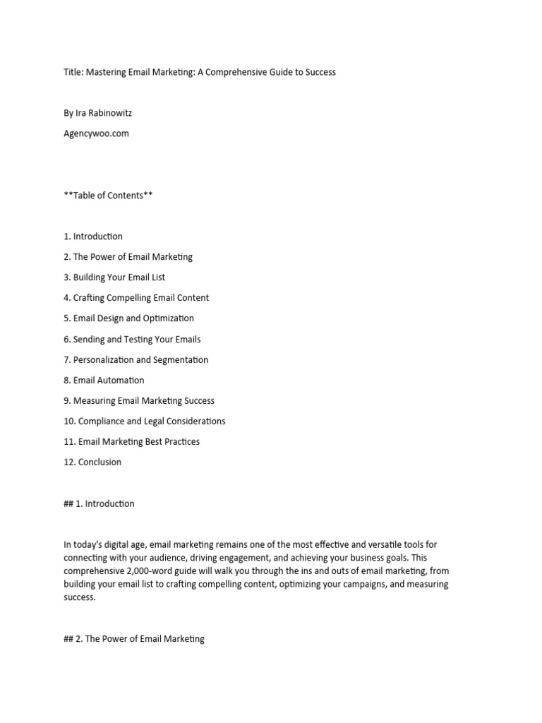 Mastering Email Marketing - A Comprehensive Guide To Success | PDF Mastering Email Marketing - A Comprehensive Guide To Success | PDF
