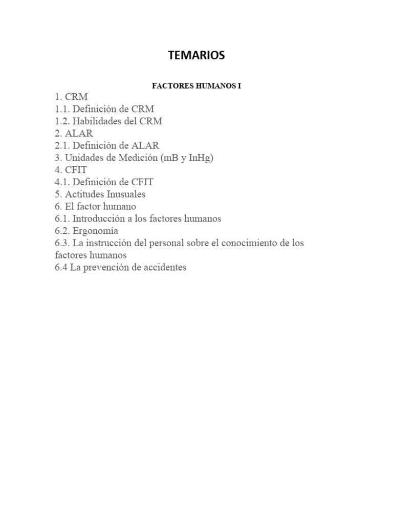Factores Humanos I - TEMARIOS | PDF
