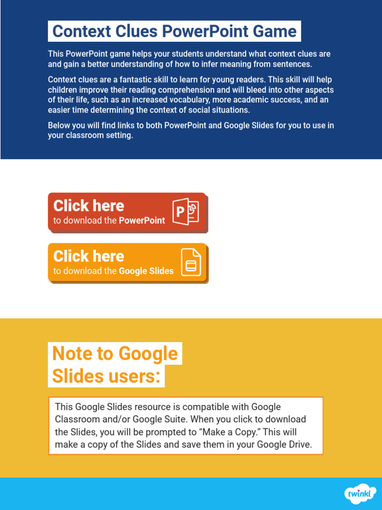 Us2 e 91 Context Clues Powerpoint Game English | PDF