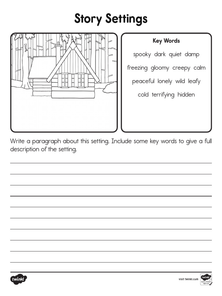 Black and White Story Settings Description Writing Frames | PDF