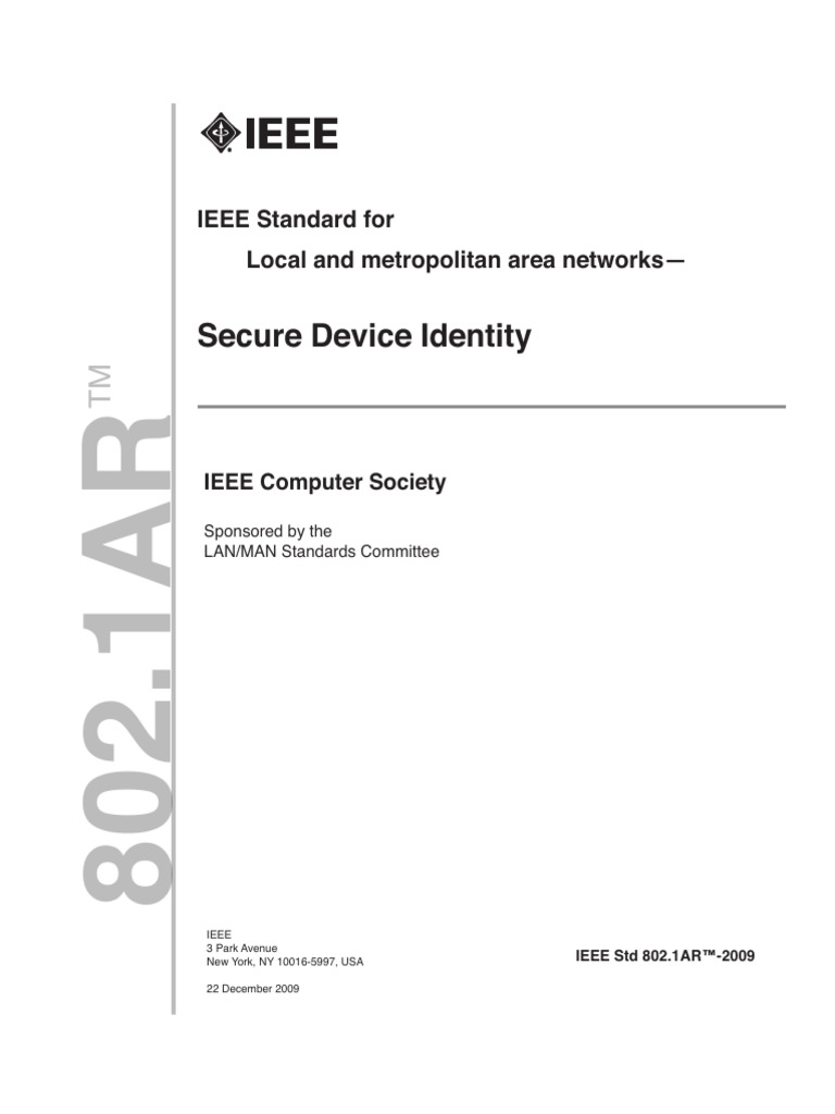 802.1AR.-2009 - IEEE STD For LAN&MANs - Secure Device Identity | PDF ...