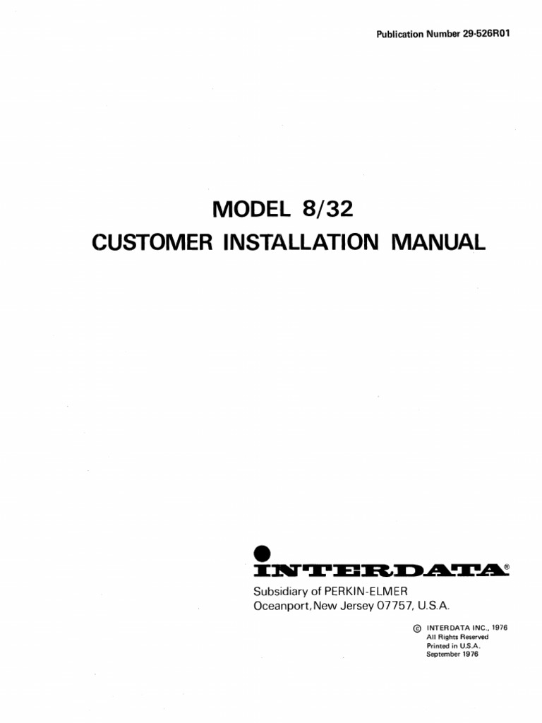 Interdata Model 8-32 Customer Installation Manual (29-537R01) September ...