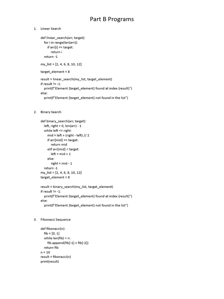 Part B Programs | PDF