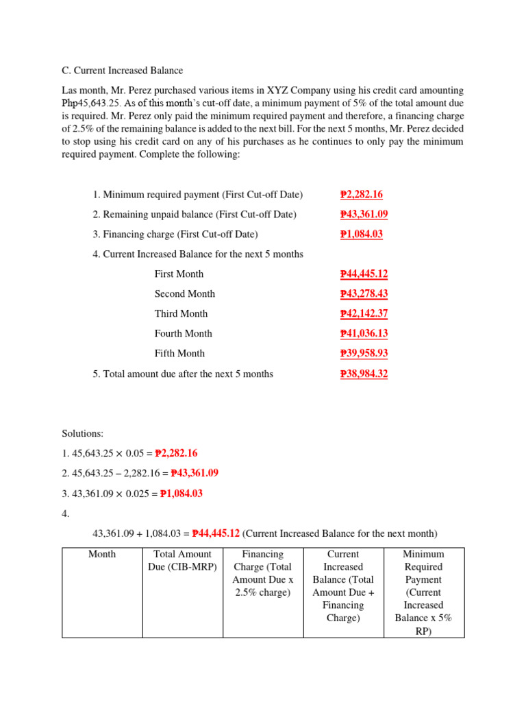 C. Current Increased Balance | PDF