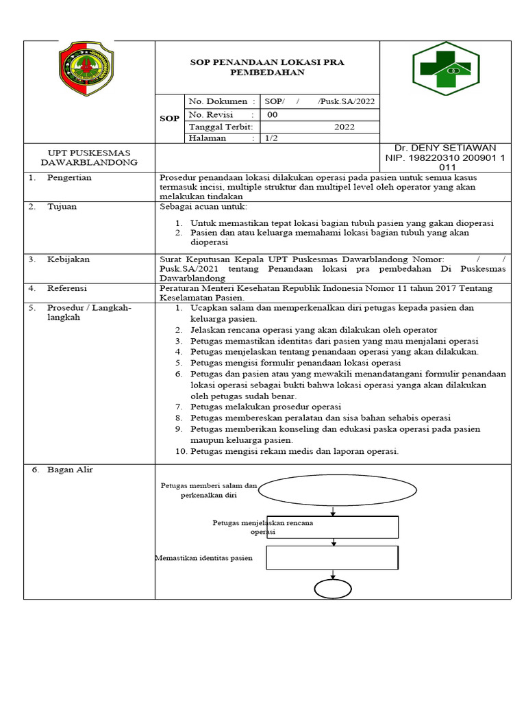 5.3.4.a Sop Penandaan Lokasi Pra Pembedahan | PDF