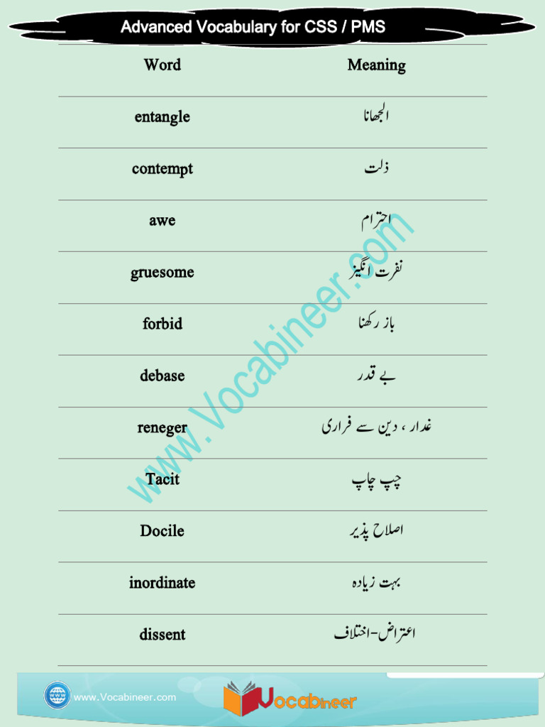 Advanced Vocabulary For CSS - PMS | PDF