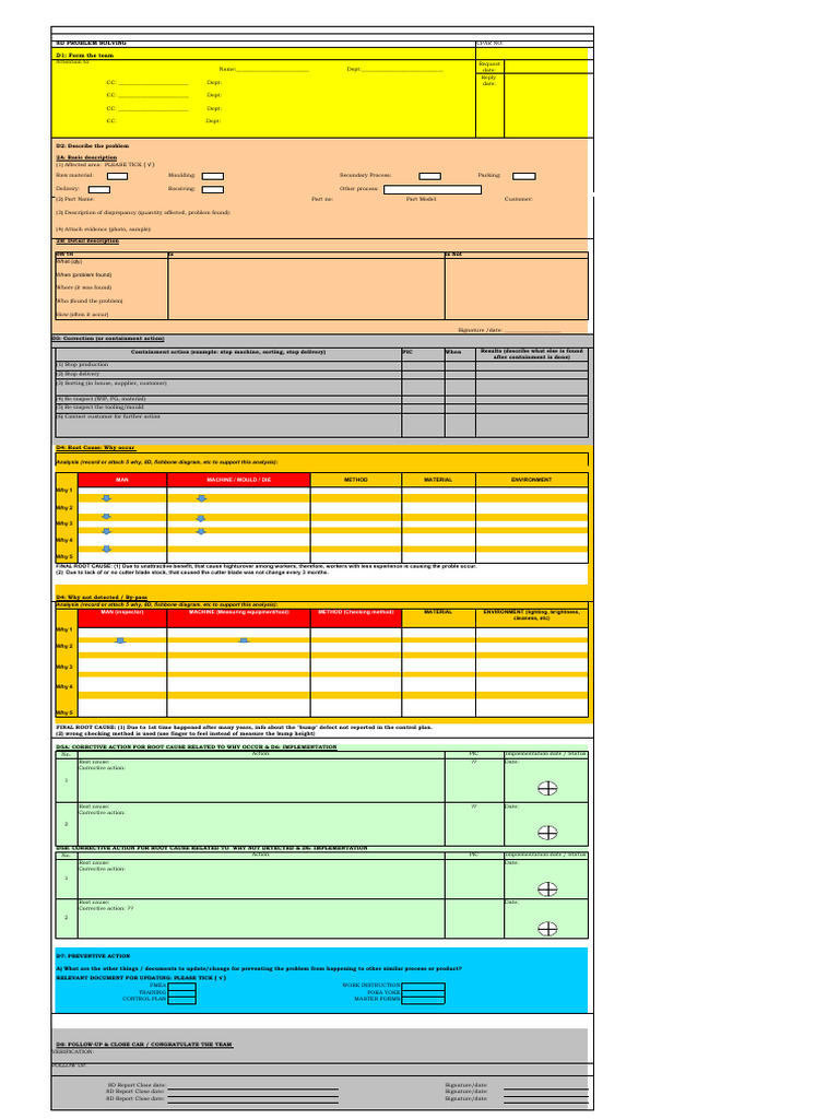 New 8D Format | PDF | Production And Manufacturing | Business Process