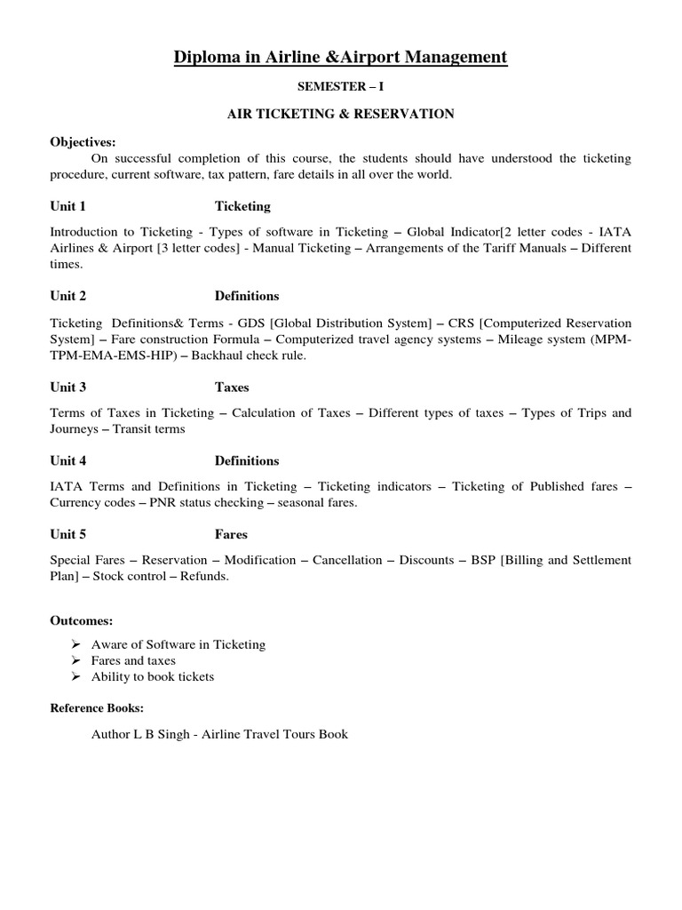 Airline Ticketing & Reservation Course | PDF | Business