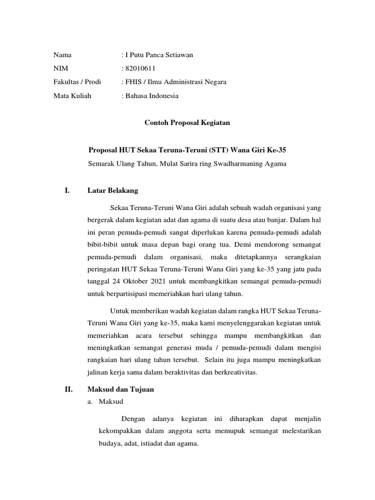 Contoh Proposal Kegiatan | PDF