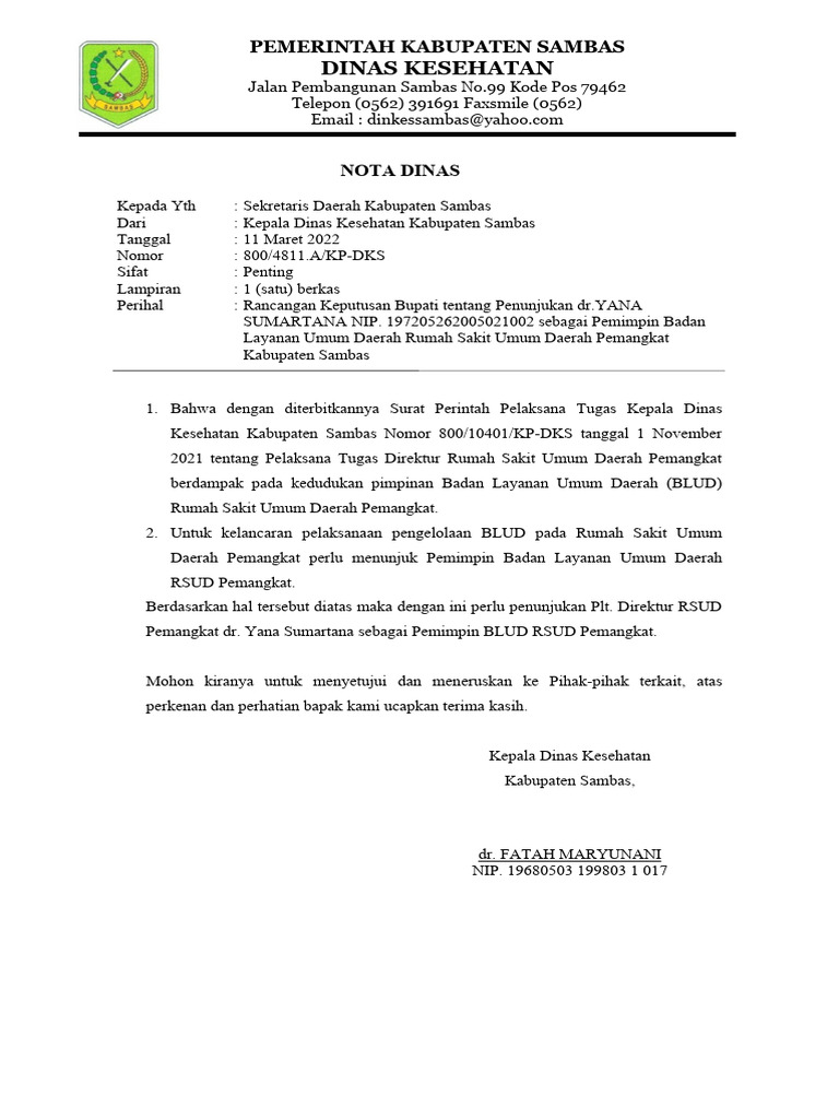 Contoh Nota Dinas | PDF