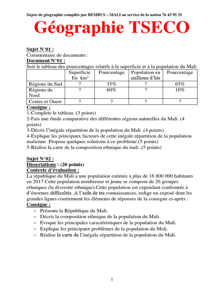 Géographie TSECO-1-1-1 | PDF