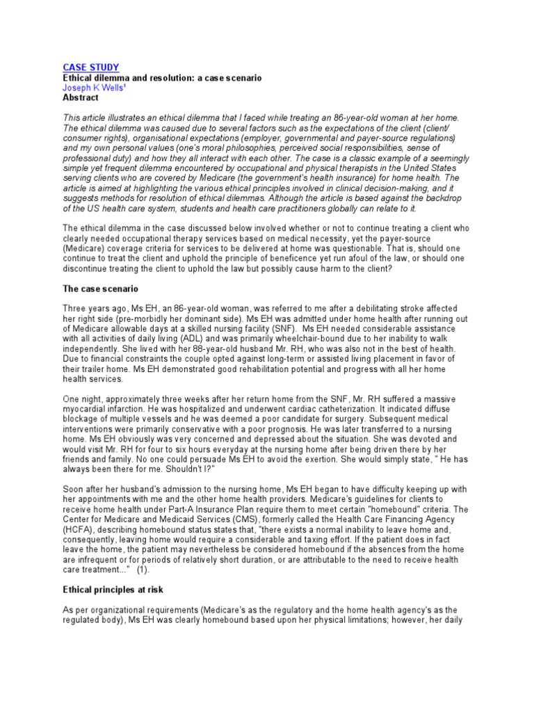 CASE STUDY Nursing Dilemmas | PDF | Nursing Home Care | Home Care