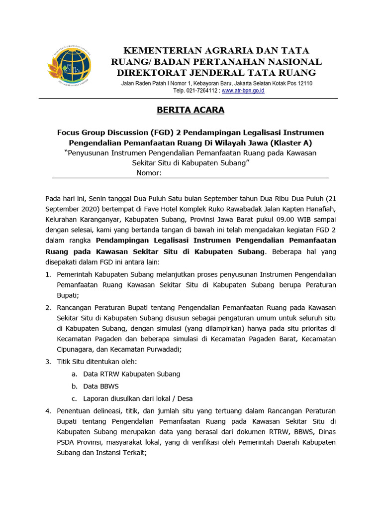 Berita Acara FGD 2 Subang, 21 Sept 2020 | PDF