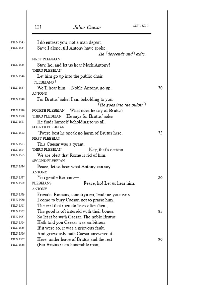 Julius Caesar Act 3 Scene 2 | PDF | Mark Antony | Julius Caesar