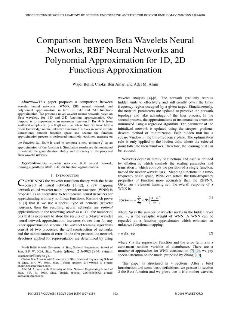 Comparison Between Beta Wavelets Neural | PDF