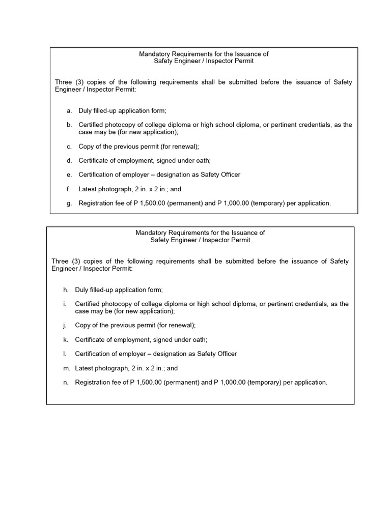 Checklist Safety Engineer Inspector | PDF | Finance & Money Management ...