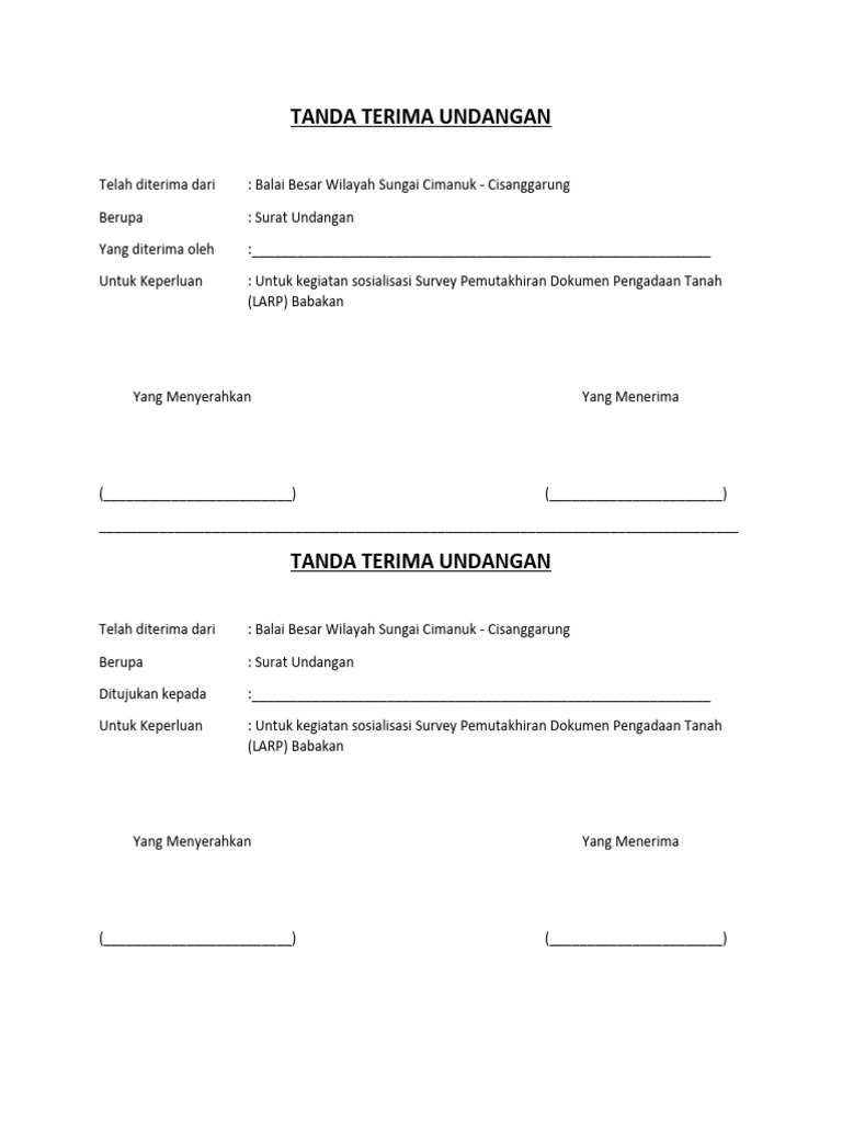 Tanda Terima Undangan | PDF