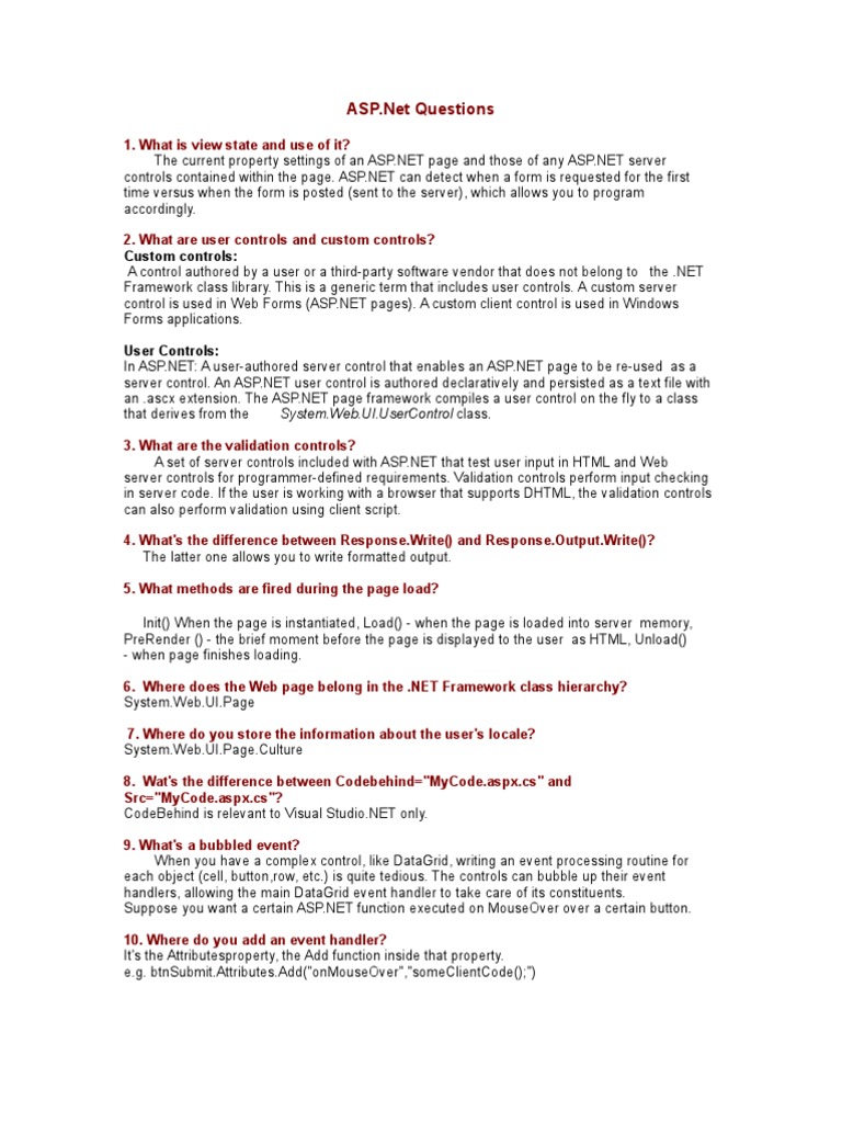 ASPNEW Questions | PDF | Http Cookie | Dynamic Web Page