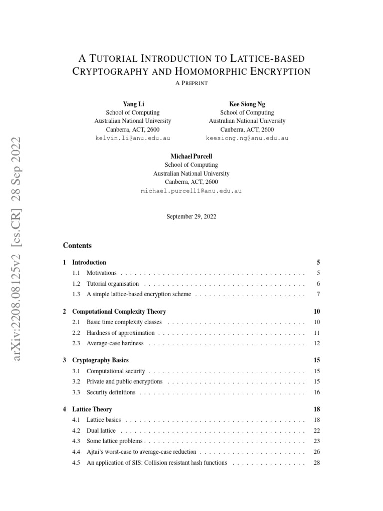 A Tutorial Introduction To Lattice-Based Cryptography and Homomorphic ...