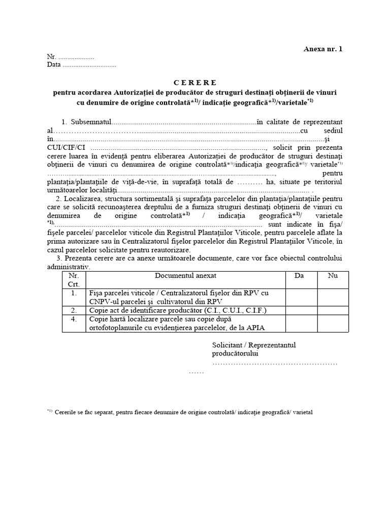 Cerere Autorizare Suprafete | PDF