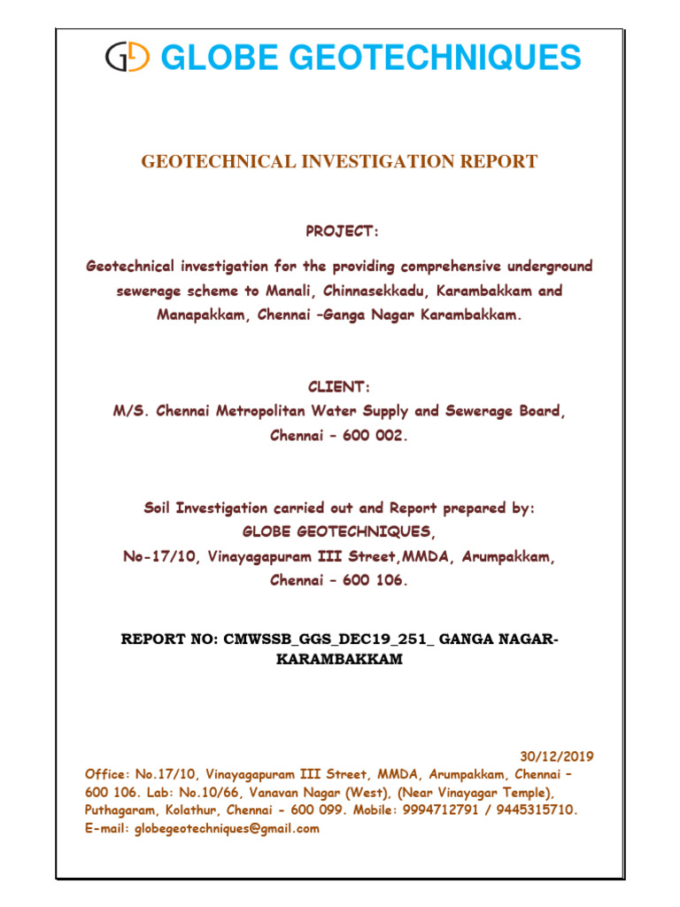 Geotechnical Report for Sewerage Project | PDF | Concrete | Deep Foundation