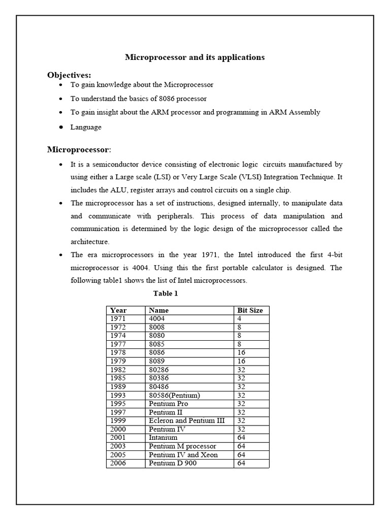 Microprocessor and Its Applications - Bridge Cource Material | PDF ...