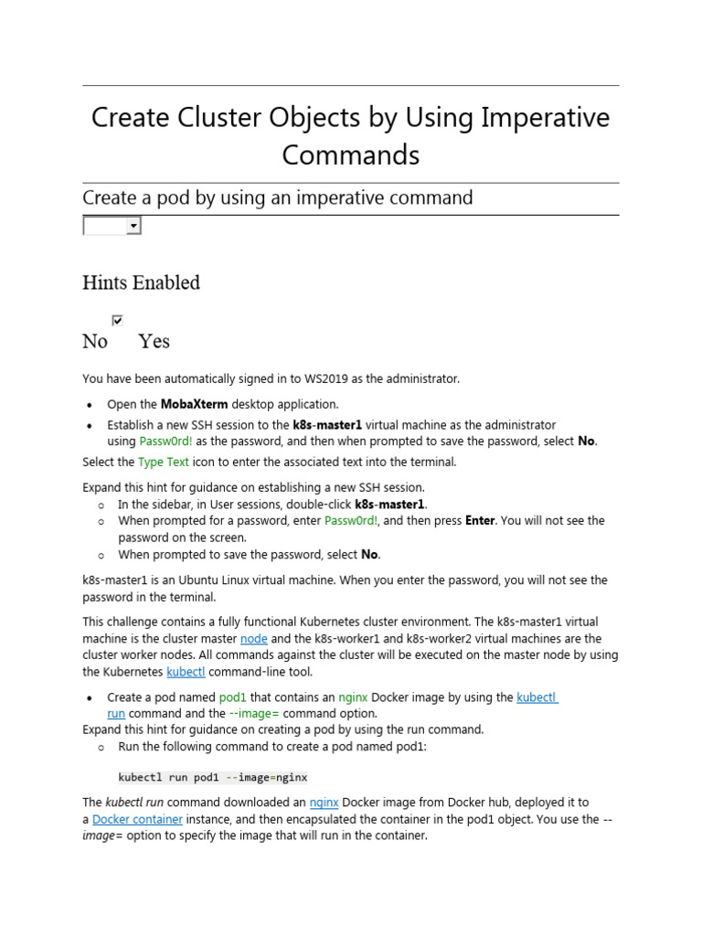 Create Cluster Objects by Using Imperative Commands | Download Free PDF | Command Line Interface ...