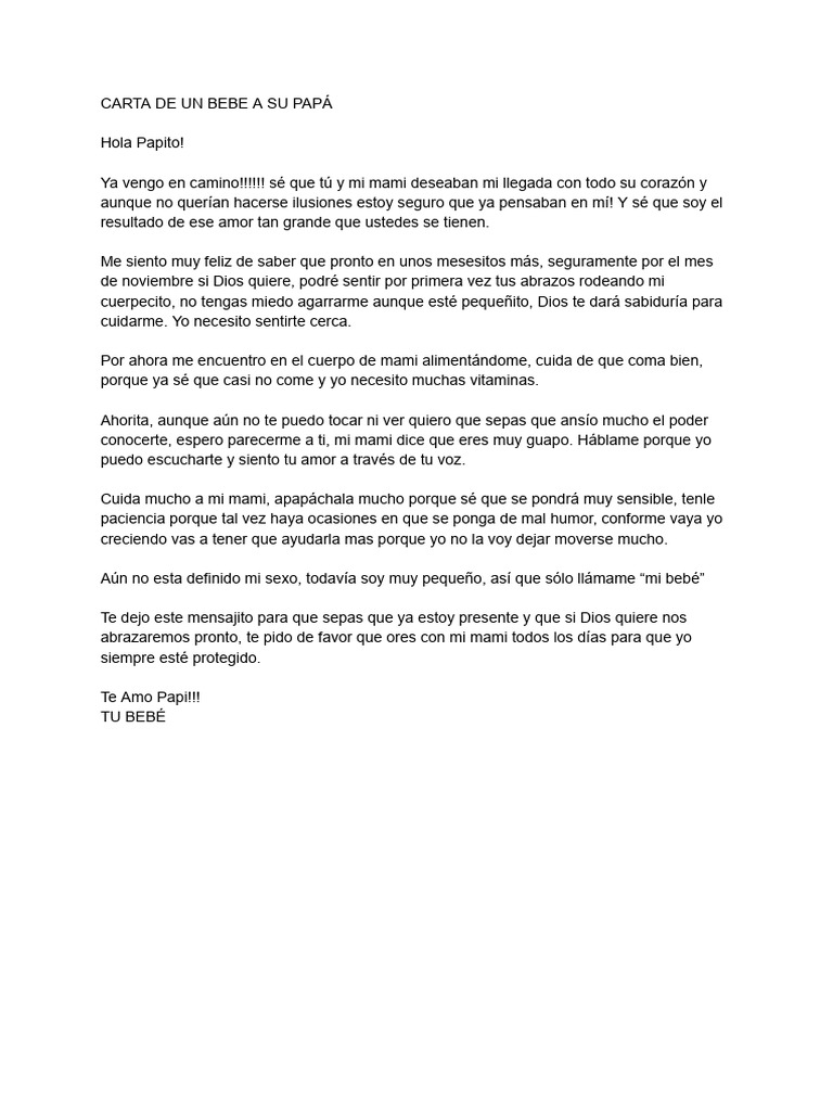 Carta de Un Bebe A Su Papá | PDF