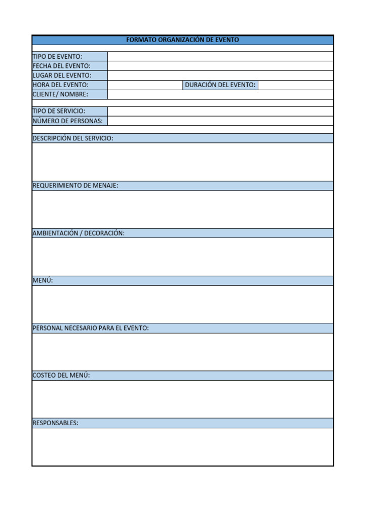 Formato Organización de Evento | PDF
