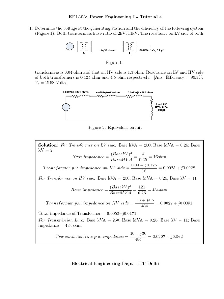 Tutorial4 Solution | PDF | Transformer | Electrical Impedance