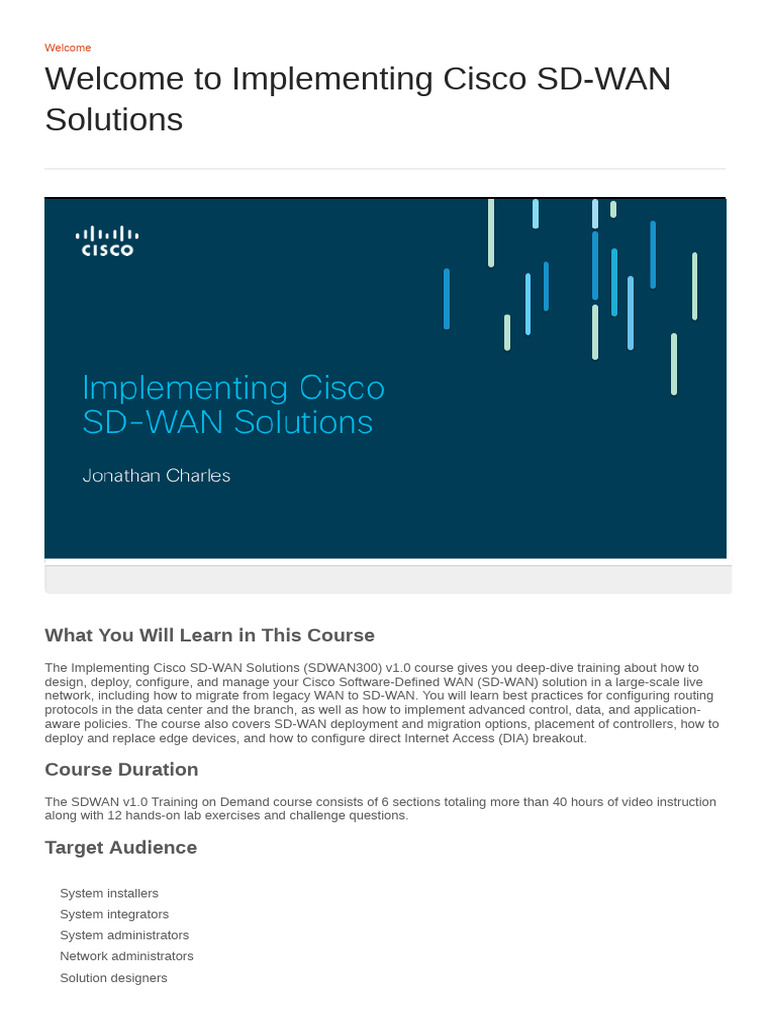 Cisco SD-WAN Solutions Training Course | PDF | Technology & Engineering