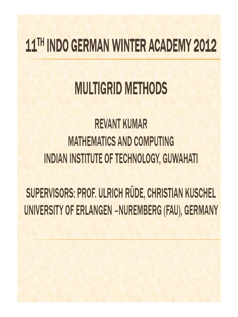 Multigrid Methods (11th Indo German Winter Academy 2012) | PDF | Eigenvalues And Eigenvectors ...