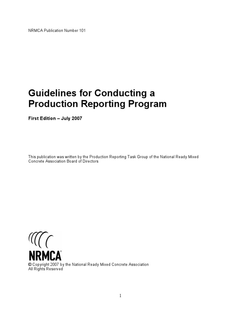 Guidelines For Conducting A Production Reporting Program 7-5-07 | PDF ...