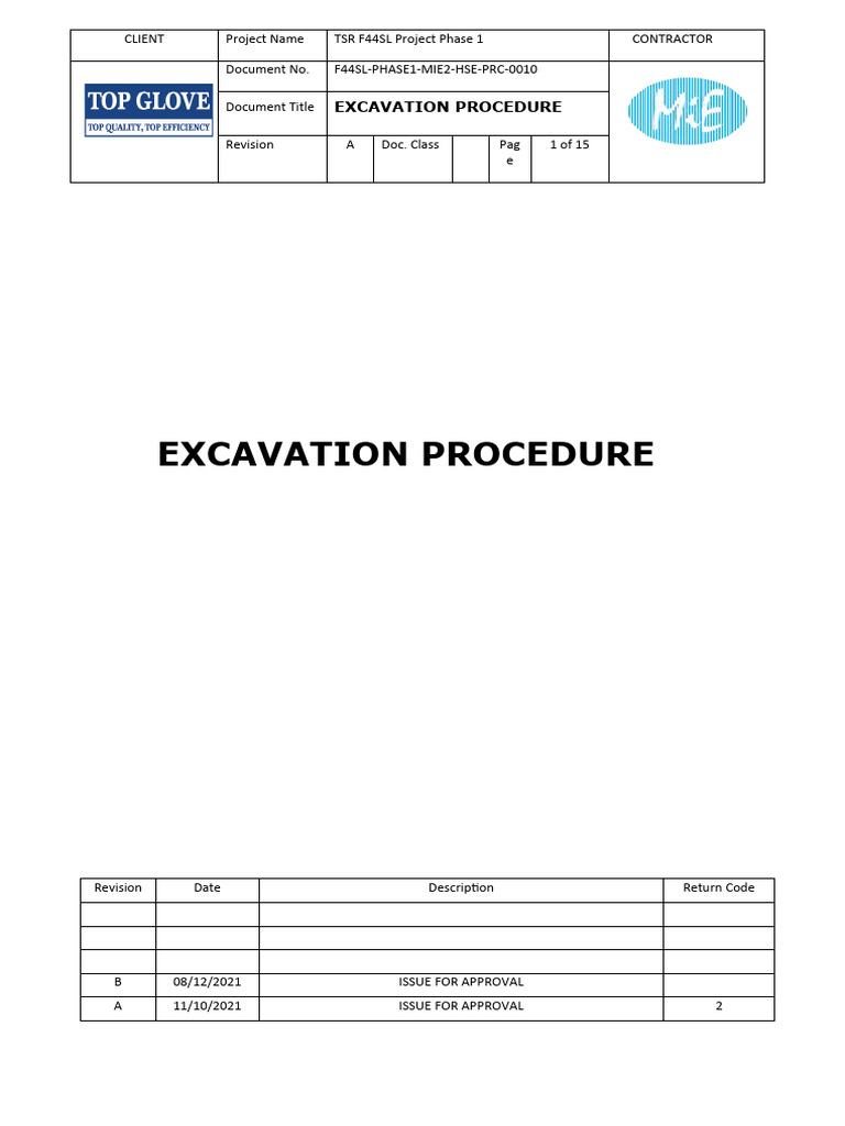Excavation Procedure | PDF | Trench | Soil Excavation Procedure | PDF | Trench | Soil