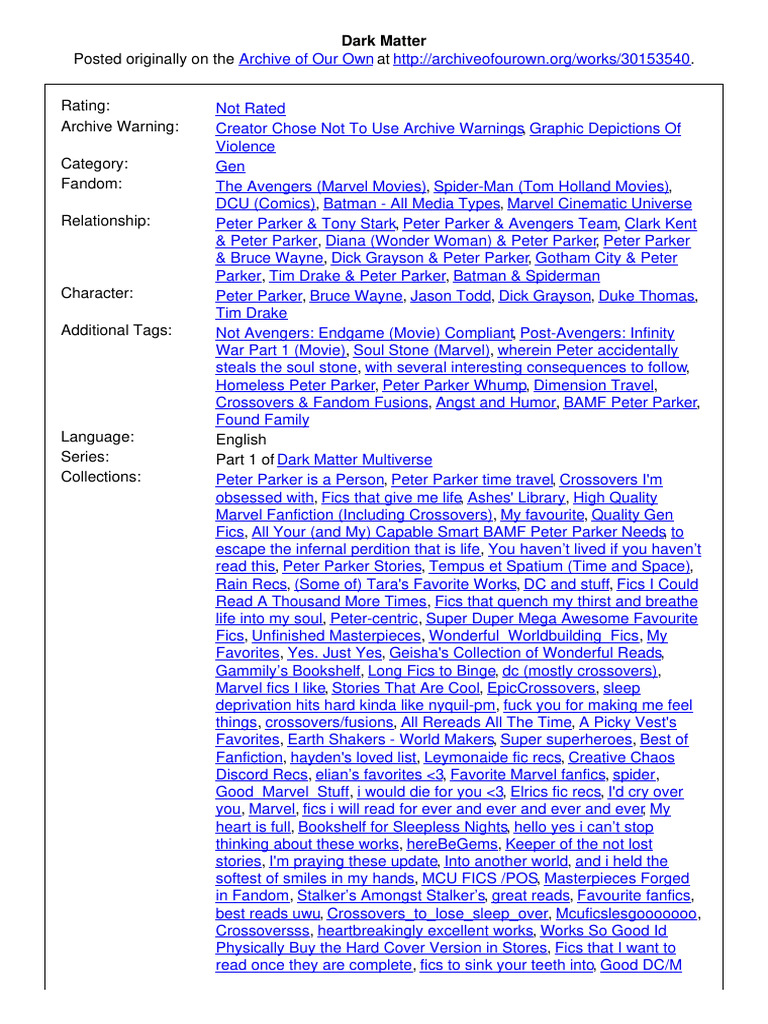 Dark Matter | PDF | Spider Man | Batman