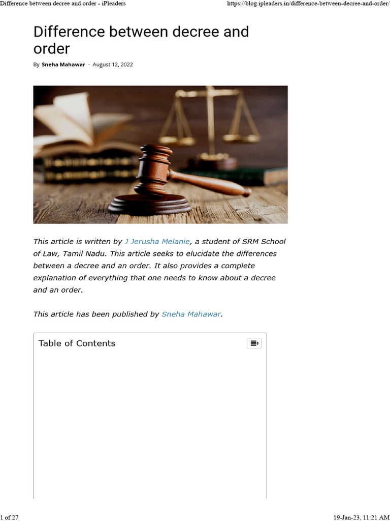 Difference Between Decree and Order | PDF