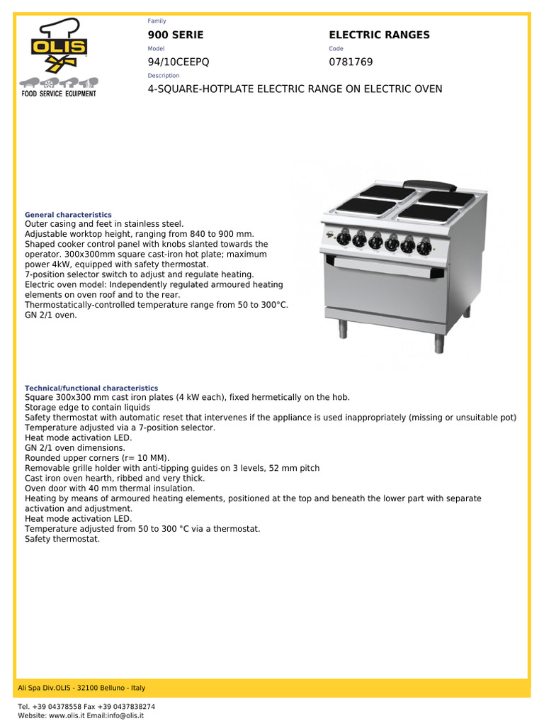 Olis 0781769 | PDF | Oven | Kitchen Stove