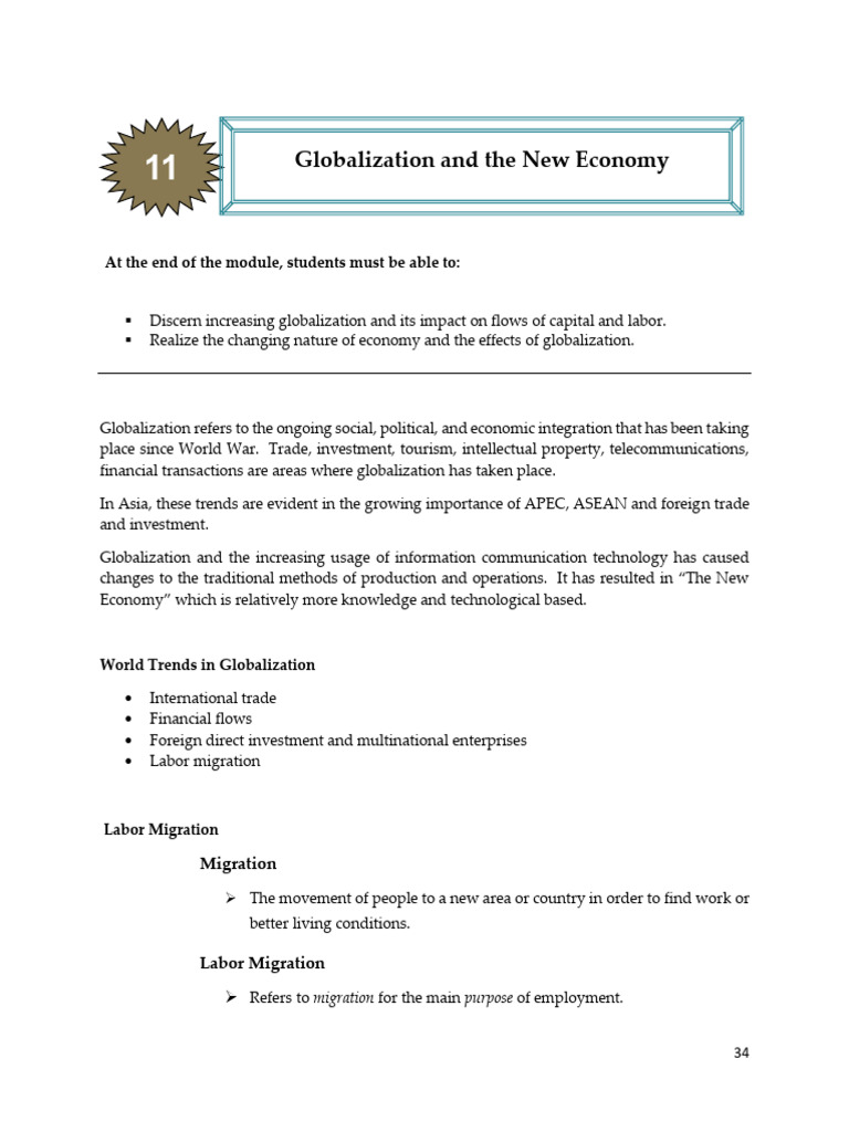 11 Globalization and The New Economy | PDF | Human Migration | Globalization