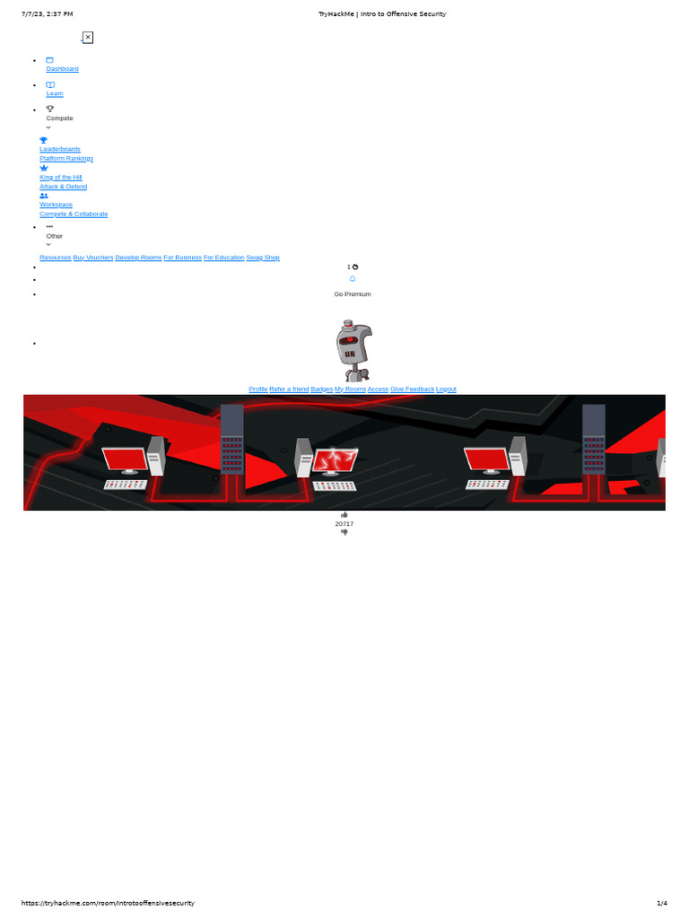 TryHackMe - Intro To Offensive Security | PDF | Security Hacker | Websites