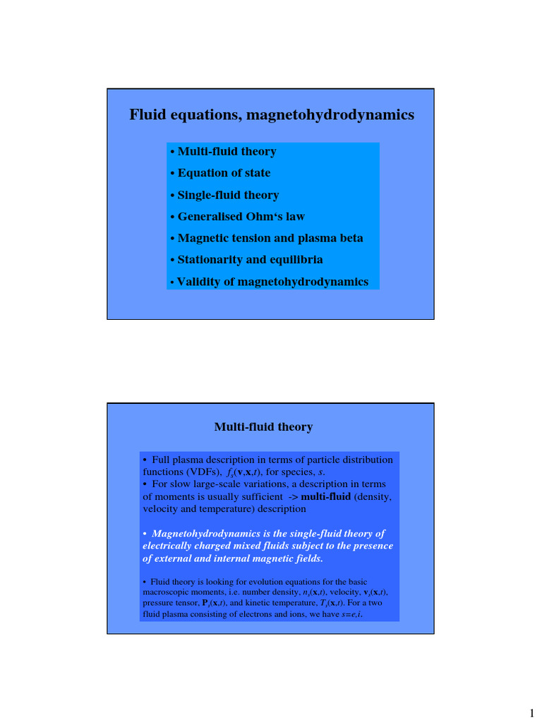 MHD Lecture 6 | PDF | Magnetohydrodynamics | Plasma (Physics)