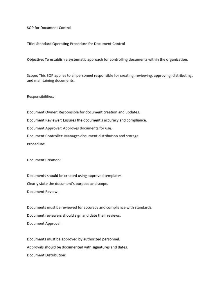 Sop For Document Control | PDF