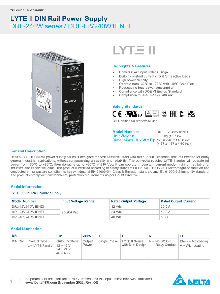 Datasheet DRL-24V240W1EN | PDF
