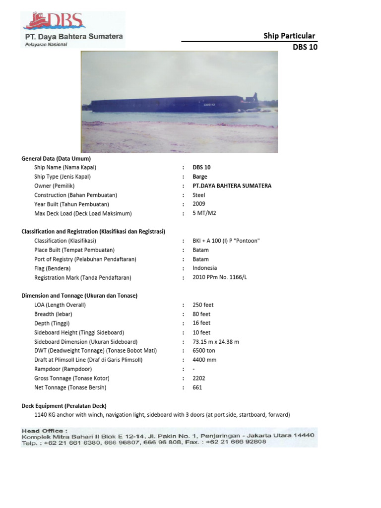 Ship Particular DBS 10 | PDF