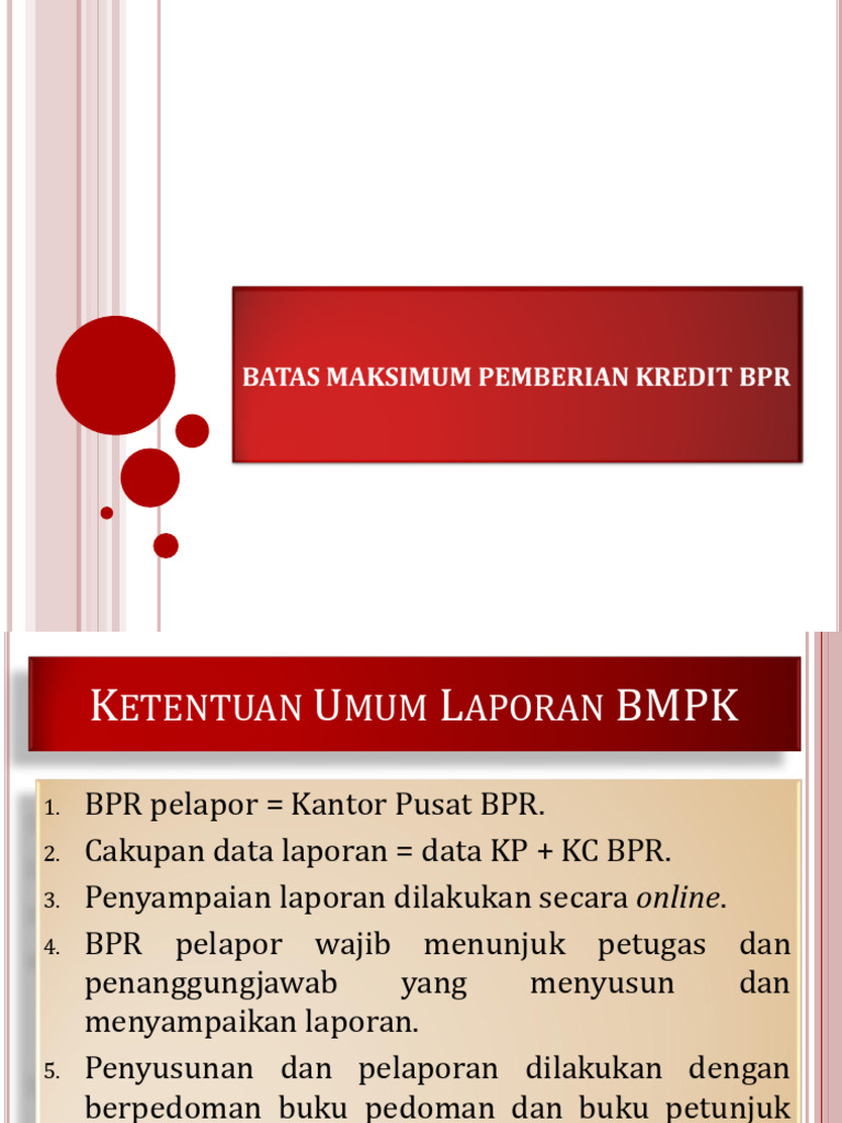 Pedoman Penyusunan Laporan BMPK BPR | PDF
