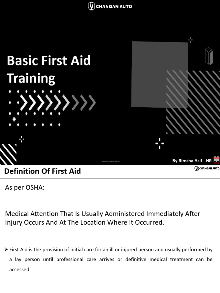Changan Auto - Basic First Aid Training | PDF | Burn | Cardiopulmonary Resuscitation