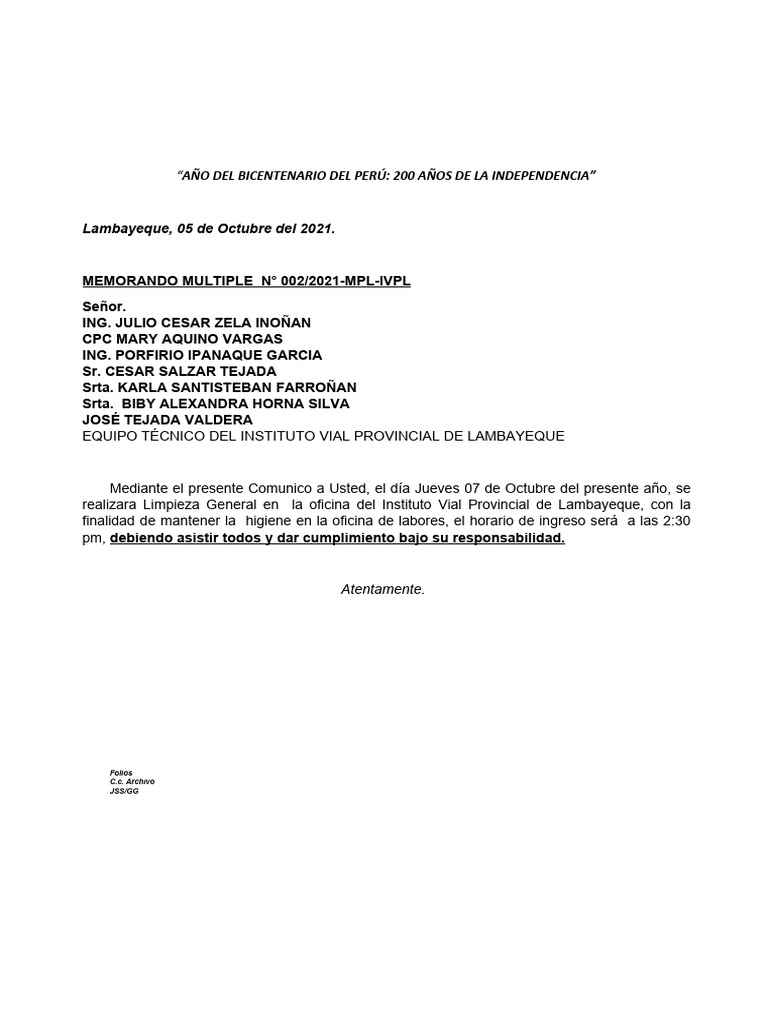 Memorando Multiple | PDF