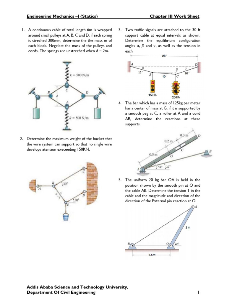 Chapter 3 Mechanics Statics | PDF | Tension (Physics) | Force