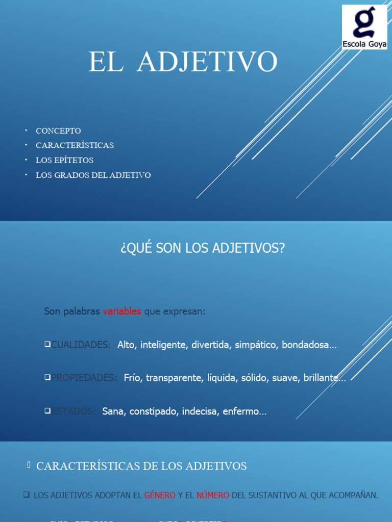El Adjetivo | PDF | Adjetivo | Lingüística